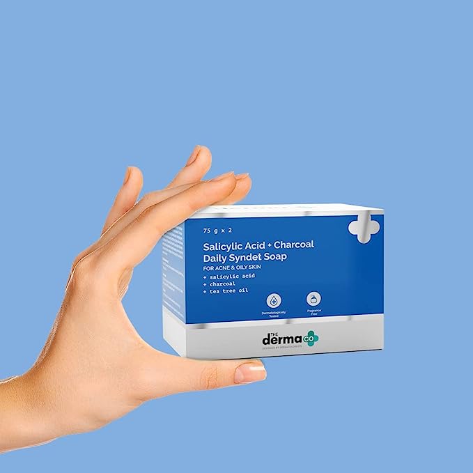 The Derma Co Salicylic Acid + Charcoal Daily Syndet Soap 75 g X 2